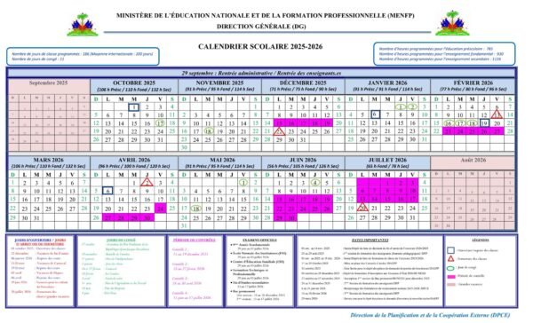 Calendrier Scolaire 2025-2026 – Haïti Académie
